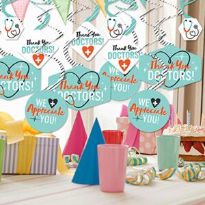 Big Dot of Happiness Thank You Doctors - Doctor Appreciation Week Hanging Decor - Party Decoration Swirls - Set of 40