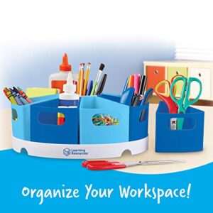 Learning Resources Create-a-Space Storage Center - Blue, Homeschool Storage, Fits 3oz Hand Sanitizer Bottles, Classroom Craft Keeper, 10 Piece Set