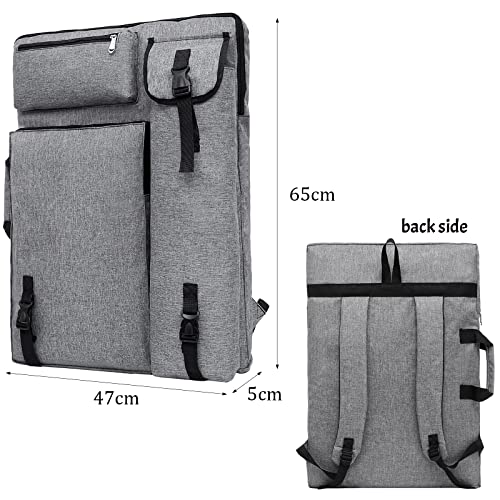 Art Portfolio Carry Bag 4k Canvas Artist Portfolio Carry Shoulder Bag Art Supply Portable Water-resistant Artist Tote Carry Bag Adjustable Large Capacity Drawing Sketching Board Organizer Backpack