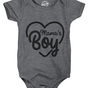 Creeper Mamas Boy Cute Funny Sarcastic Shower Baby Shirt Gift for Newborn Son (Light Heather Grey) - 0-3 Months