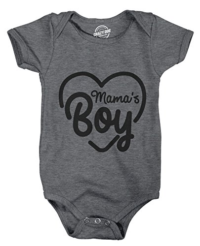 Creeper Mamas Boy Cute Funny Sarcastic Shower Baby Shirt Gift for Newborn Son (Light Heather Grey) - 0-3 Months