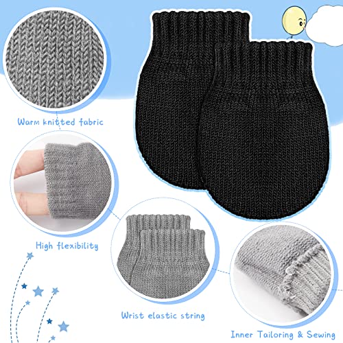 SATINIOR 9 Pairs Baby Winter Mittens for 0-6 Months Baby No Scratch Newborn Mittens Glove Infant Warm Glove (Black, Gray, White)