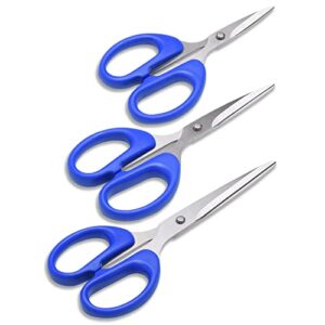 Household Scissors Set of 3, All-Purpose Scissors with Stainless Steel Razor Blades,Suitable for School, Office, Crafting and Family Daily Use, 4.7/5.5/6.3inch, Blue