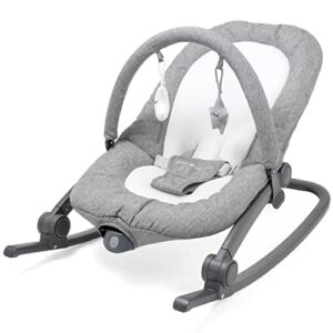 baby delight aura deluxe | portable baby bouncer for infants | baby rocker | quilted charcoal tweed