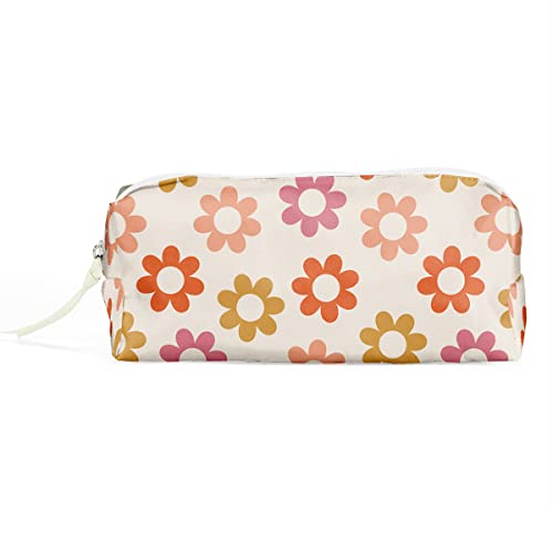 Pencil Pouch Pencil Case Pencil Bag Pen Case Pouch Box Organizer for Teen Girls Boys School Students Men Women Waterproof Zipper Pouch for Office Supplies Makeup, Boho Hippie Retro Daisy Flower Decor