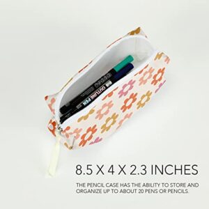 Pencil Pouch Pencil Case Pencil Bag Pen Case Pouch Box Organizer for Teen Girls Boys School Students Men Women Waterproof Zipper Pouch for Office Supplies Makeup, Boho Hippie Retro Daisy Flower Decor