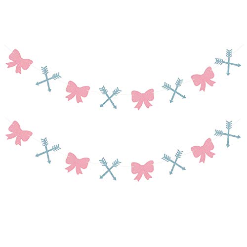 2 Strands Bows or Arrows Banner Boy or Girl Pink or Blue Dessert Bar Bunting Paper Garland for Gender Reveal Party Decoration Backdrops