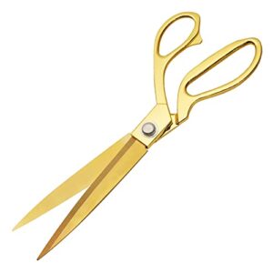 premium tailor scissors,heavy duty sewing scissors gold titanium coating stainless steel fabric scissors leather comfort grip shears professional ultra sharp cloth tailor scissors 10.5 inch