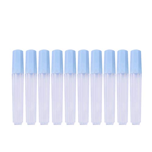 Healifty 10pcs Clear Plastic Needles Storage Tubes Sewing Needle Container Holder Organizer with Cap 10cm Blue