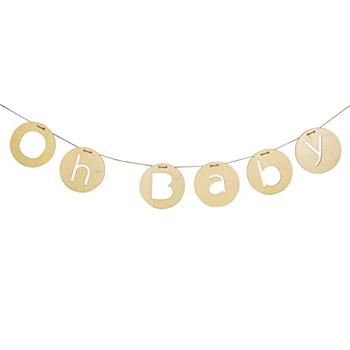 Boho Wood Oh Baby Banner, Wood Baby Shower Decorations,Wood Gender Reveal Banner,Oh Baby Party Decorations,Boho Theme Baby Shower Banner,Oh Baby Sign Gender Reveal Door Hanging