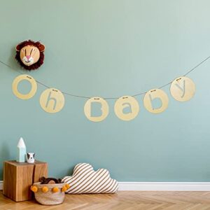 Boho Wood Oh Baby Banner, Wood Baby Shower Decorations,Wood Gender Reveal Banner,Oh Baby Party Decorations,Boho Theme Baby Shower Banner,Oh Baby Sign Gender Reveal Door Hanging