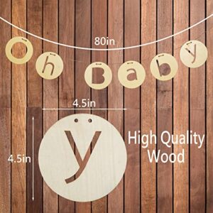 Boho Wood Oh Baby Banner, Wood Baby Shower Decorations,Wood Gender Reveal Banner,Oh Baby Party Decorations,Boho Theme Baby Shower Banner,Oh Baby Sign Gender Reveal Door Hanging