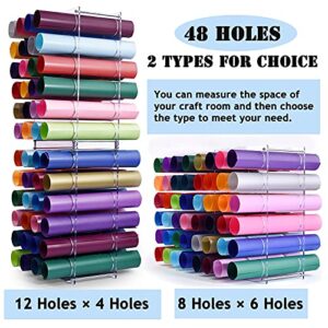 DROLE 4 Sets 24 Holes Vinyl Roll Storage Rack Vinyl Roll Holders for Craft Room Organizers and Storage 1.96" Holes Total 96 Holes