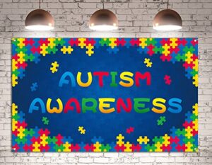 autism awareness backdrop banner april puzzle piece support party photography background wall hanging decoration