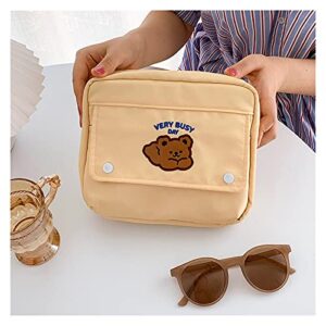 qiaonai xa98 korea fashion bear cosmetic cases cute student storage pencil bag case holder large capacity home storage case pencil bag large storage (color : beige)