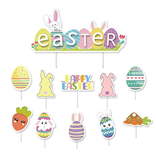 Easter Party Balloon Set - Easter Happy Banner, Easter Egg Bunny Balloon, Easter Cake Tag,Easter Party Supplies (34 Pieces)