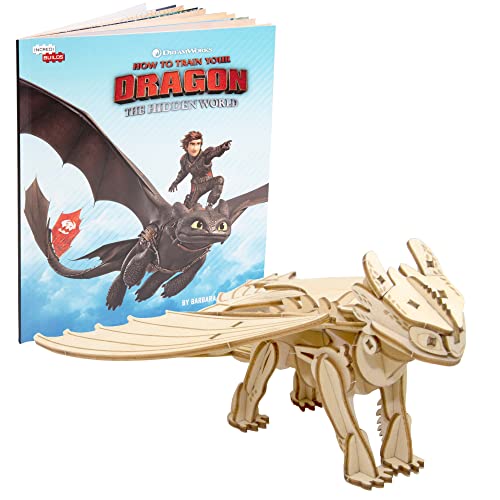 DreamWorks How to Train Your Dragon Toothless 3D Wood Puzzle & Model Figure Kit (41 Pcs) - Build & Paint Your Own 3-D Movie Toy - Educational Gift for Kids & Adults, No Glue Required, 8+ 