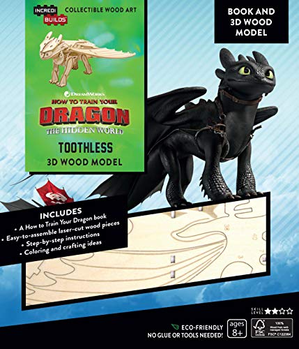 DreamWorks How to Train Your Dragon Toothless 3D Wood Puzzle & Model Figure Kit (41 Pcs) - Build & Paint Your Own 3-D Movie Toy - Educational Gift for Kids & Adults, No Glue Required, 8+ 