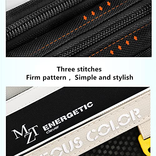 HANXIUCAO Pen Case 3-layer Storage Bag, Portable Pencil Case, Stationery Box, High-quality Zipper Pen Case, Used As A Pen Holder Tool Bag Storage Box (Simple style ，black and gray)