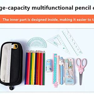 HANXIUCAO Pen Case 3-layer Storage Bag, Portable Pencil Case, Stationery Box, High-quality Zipper Pen Case, Used As A Pen Holder Tool Bag Storage Box (Simple style ，black and gray)