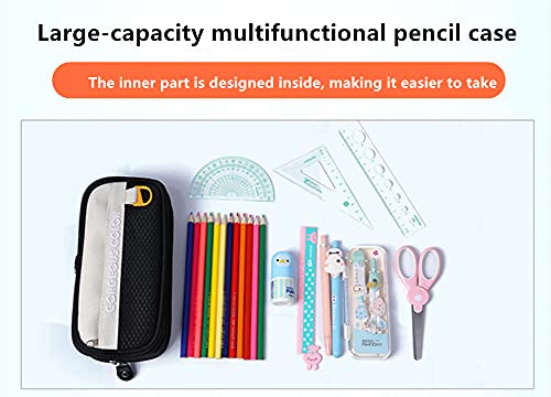 HANXIUCAO Pen Case 3-layer Storage Bag, Portable Pencil Case, Stationery Box, High-quality Zipper Pen Case, Used As A Pen Holder Tool Bag Storage Box (Simple style ，black and gray)