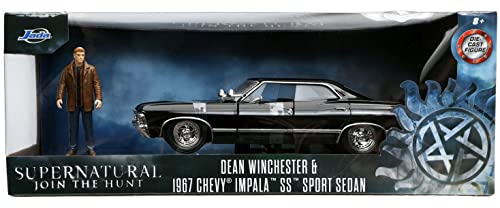 1967 Chevy Impala SS Sport Sedan Black & Dean Winchester Diecast Figurine Supernatural (2005-2020) TV Series 1/24 Diecast Model Car by Jada 32250