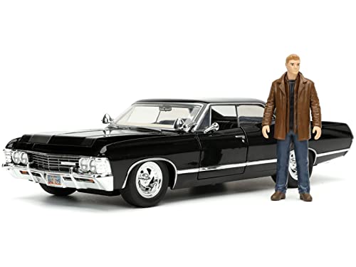 1967 Chevy Impala SS Sport Sedan Black & Dean Winchester Diecast Figurine Supernatural (2005-2020) TV Series 1/24 Diecast Model Car by Jada 32250