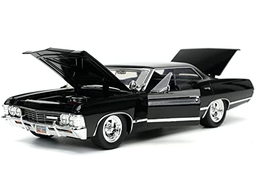 1967 Chevy Impala SS Sport Sedan Black & Dean Winchester Diecast Figurine Supernatural (2005-2020) TV Series 1/24 Diecast Model Car by Jada 32250