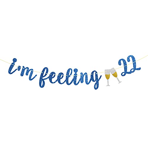 Dill-Dall I'm Feeling 22 Banner, 22nd Birthday Banner, 22nd Birthday Decorations, 22nd Birthday Backdrops ( Royal Blue )