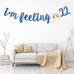 Dill-Dall I'm Feeling 22 Banner, 22nd Birthday Banner, 22nd Birthday Decorations, 22nd Birthday Backdrops ( Royal Blue )