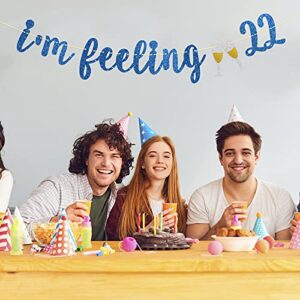 Dill-Dall I'm Feeling 22 Banner, 22nd Birthday Banner, 22nd Birthday Decorations, 22nd Birthday Backdrops ( Royal Blue )