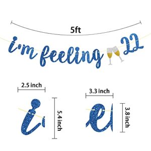 Dill-Dall I'm Feeling 22 Banner, 22nd Birthday Banner, 22nd Birthday Decorations, 22nd Birthday Backdrops ( Royal Blue )