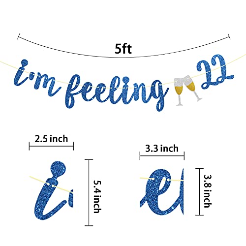 Dill-Dall I'm Feeling 22 Banner, 22nd Birthday Banner, 22nd Birthday Decorations, 22nd Birthday Backdrops ( Royal Blue )