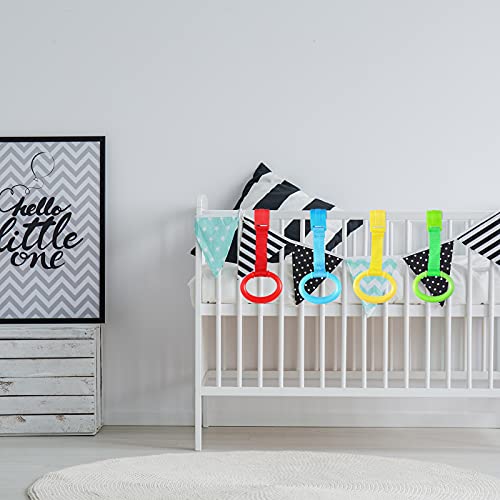 8 Pieces Baby Crib Pull Ring Baby Walking Exercises Assistant Rings Bed Stand Up Ring Hanging Ring Crib Pull Rings for Playpen Play Gym Cot Ring for Baby Toddler (3.5 x 2.8 Inch)