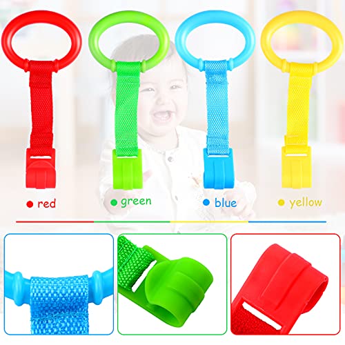 8 Pieces Baby Crib Pull Ring Baby Walking Exercises Assistant Rings Bed Stand Up Ring Hanging Ring Crib Pull Rings for Playpen Play Gym Cot Ring for Baby Toddler (3.5 x 2.8 Inch)