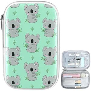 zzkko cute koala green leaves pencil bag case zipper pencil holder organizer stationary pen bag cosmetic makeup bag pouch purse for school office supplies