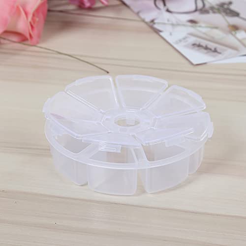 4Pcs 8 Grid Round Clear Plastic Storage Organizer Containers Portable Jewelry Dividers Box Display Case for Jewelry Beads Nail Art Small Craft Items