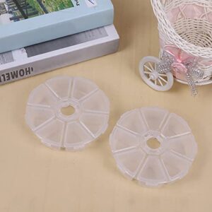 4Pcs 8 Grid Round Clear Plastic Storage Organizer Containers Portable Jewelry Dividers Box Display Case for Jewelry Beads Nail Art Small Craft Items