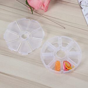 4Pcs 8 Grid Round Clear Plastic Storage Organizer Containers Portable Jewelry Dividers Box Display Case for Jewelry Beads Nail Art Small Craft Items