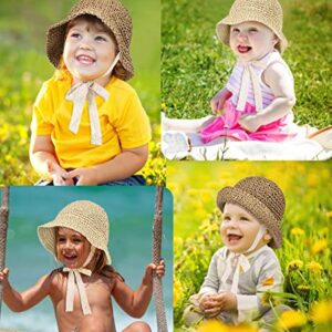 Little Girl Kids Summer Straw Hat,Toddler Wide Brim Floppy Beach Sun Visor Hat,Girl's Sun Hat (6-24 Months, Khaki z)