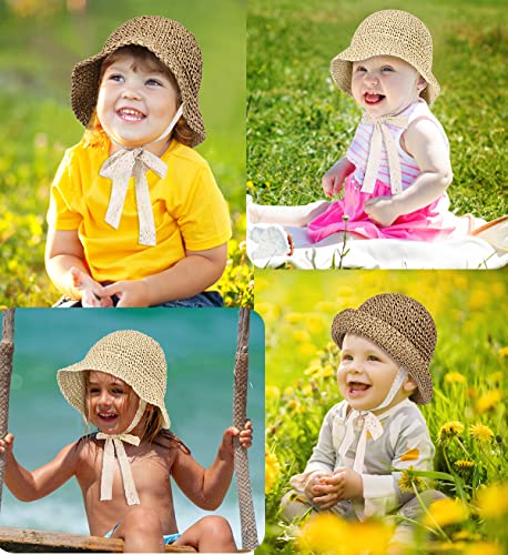 Little Girl Kids Summer Straw Hat,Toddler Wide Brim Floppy Beach Sun Visor Hat,Girl's Sun Hat (6-24 Months, Khaki z)