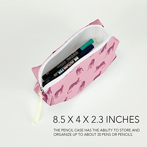 Pencil Pouch Pencil Case Pencil Bag Pen Case Pouch Box Organizer for Teen Girls Boys School Students Men Women Waterproof Zipper Pouch for Office Supplies Makeup, Leopard Print Pink Leopard Decor