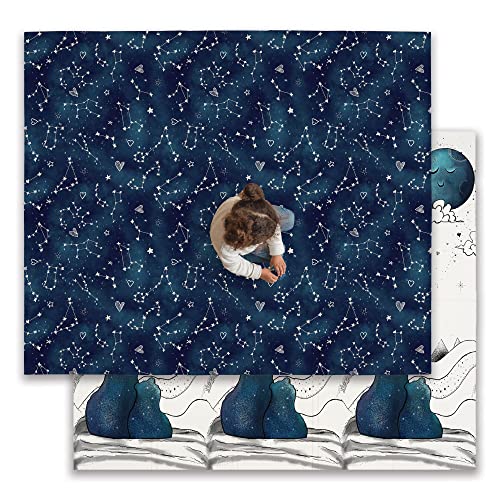 JumpOff Jo - Large Waterproof Foam Padded Play Mat for Infants, Babies, Toddlers, Play Pens & Tummy Time, Foldable Activity Mat, 70 in. x 59 in. - Galaxy Bears