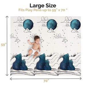 JumpOff Jo - Large Waterproof Foam Padded Play Mat for Infants, Babies, Toddlers, Play Pens & Tummy Time, Foldable Activity Mat, 70 in. x 59 in. - Galaxy Bears