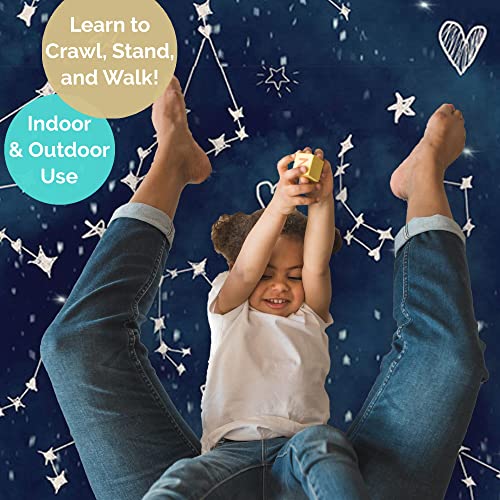 JumpOff Jo - Large Waterproof Foam Padded Play Mat for Infants, Babies, Toddlers, Play Pens & Tummy Time, Foldable Activity Mat, 70 in. x 59 in. - Galaxy Bears