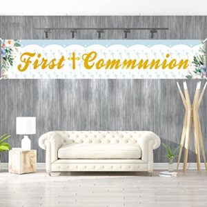 Labakita Large First Communion Banner, Baptism Decorations for Boys or Girls, Baptism / Christening / Baby Shower Party Decorations