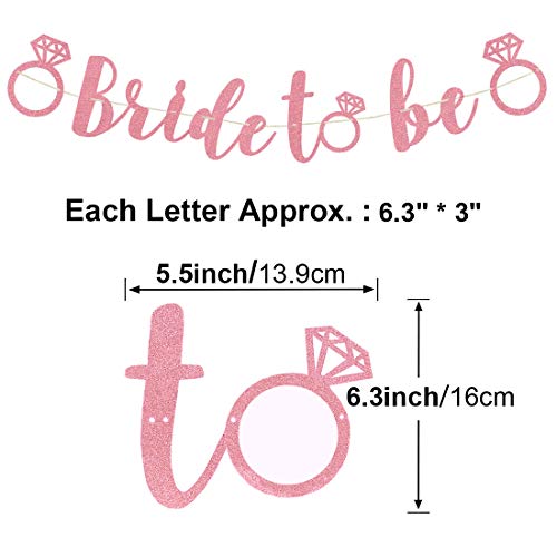 AONOR Rose Gold Bachelorette Party Decorations - Glittery Letters Bride to Be Banner, Tissue Paper Tassels Garland Set for Engagement Party, Bridal Shower Decorations Supplies