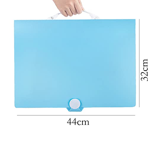 MH4D A3 Plastic Art Portfolio Bag, Large Waterproof Folder Document Organizer with 30 Pags Clear Pocket Protectors Handle, Artwork Report Sheet Letter Poster Storage Bag for School Office