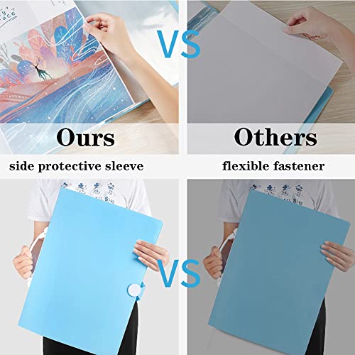 MH4D A3 Plastic Art Portfolio Bag, Large Waterproof Folder Document Organizer with 30 Pags Clear Pocket Protectors Handle, Artwork Report Sheet Letter Poster Storage Bag for School Office