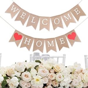 Welcome Home Burlap Banner - Personalized Welcome Home Banner, Homecoming Party Banner,Welcome New Home,Housewarming Party Decoration (Welcome Home Banner)